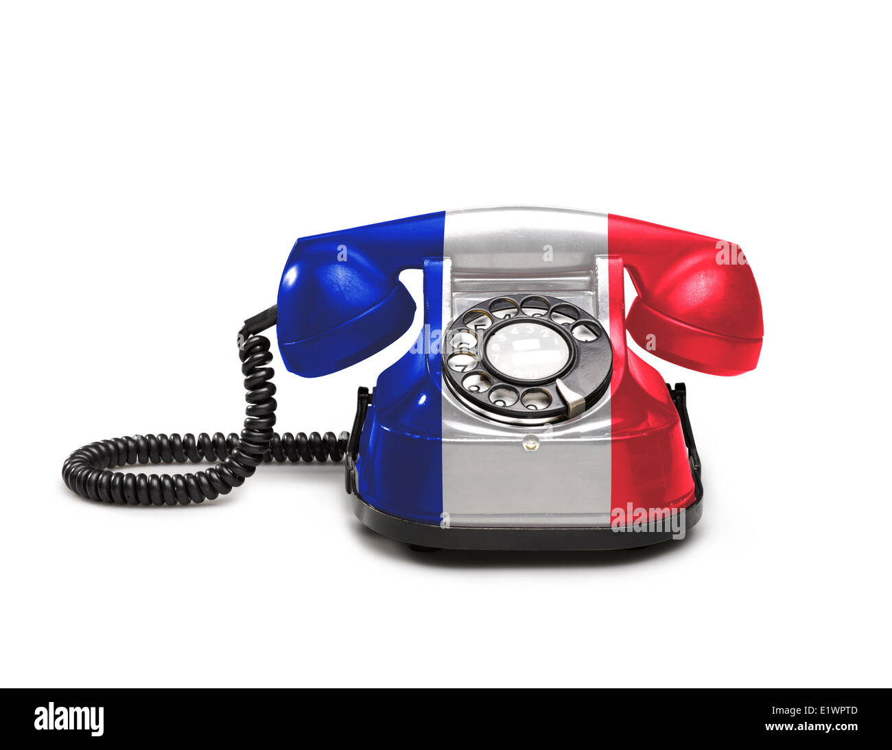 Office: old and vintage telephone with the union French on white ...