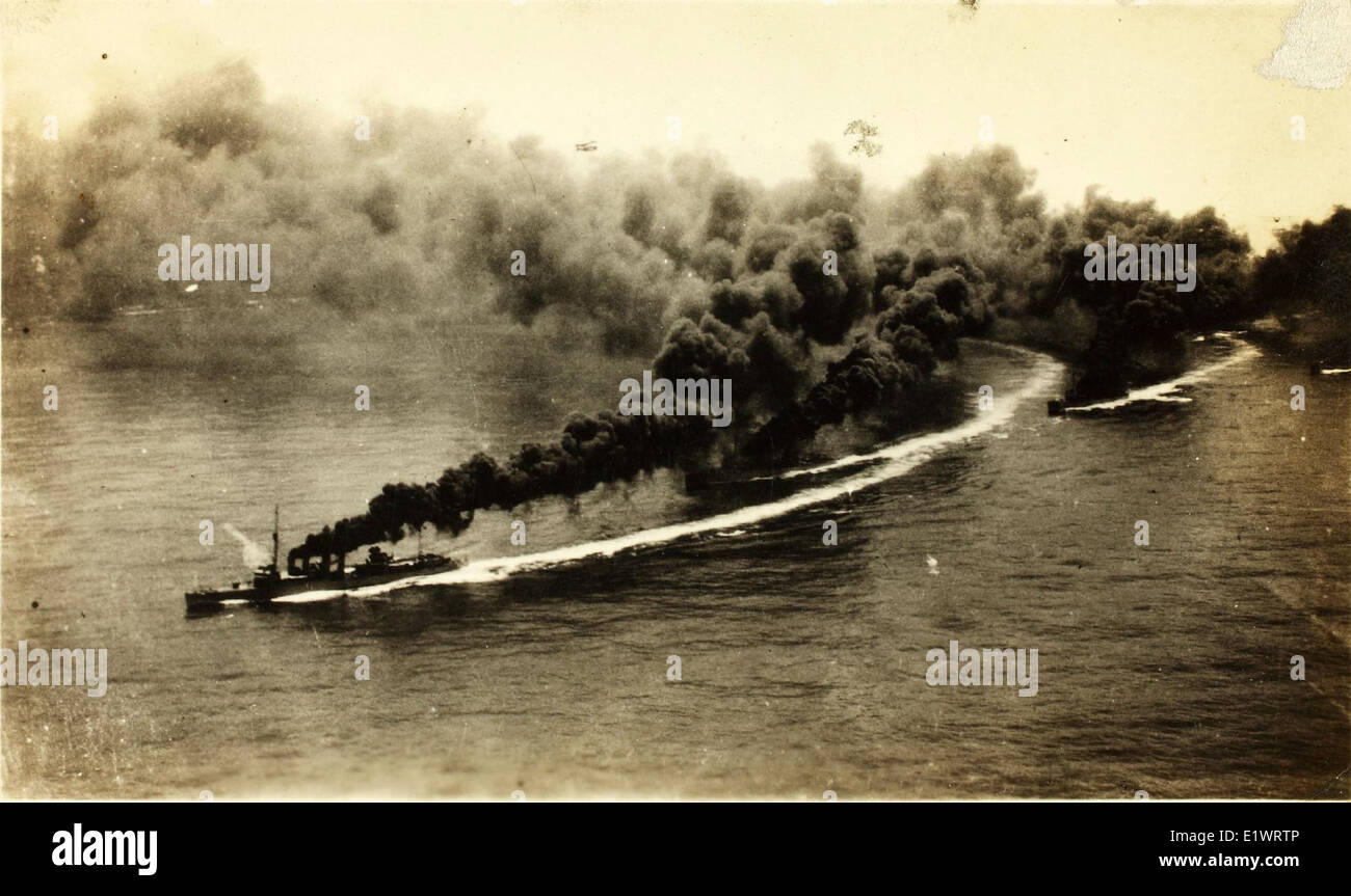 This aerial view from World War One (1914-1918) shows the landscape of ...