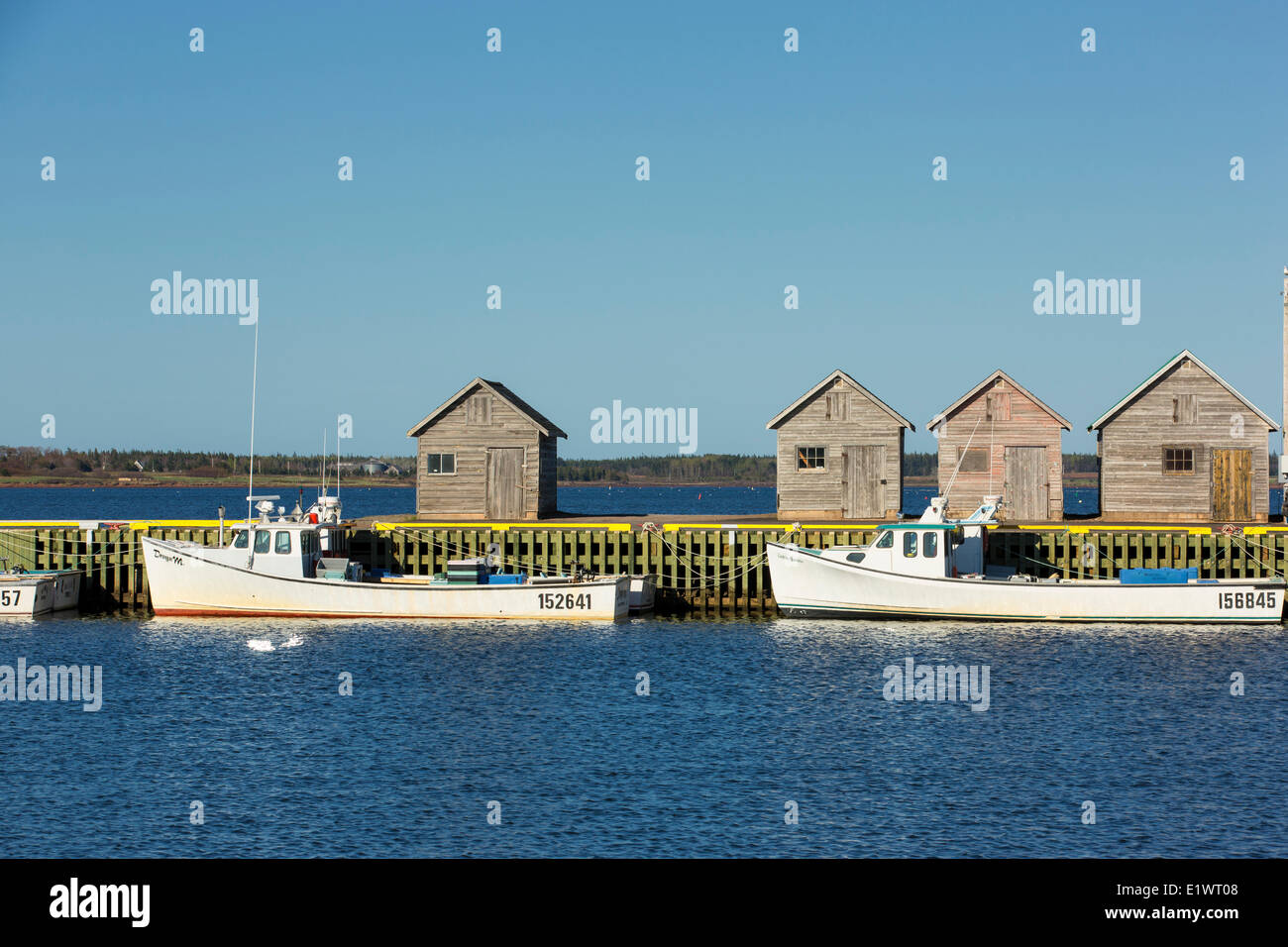 Fishing boats tied up at Red Head Harbour, Morell, Prince Edward Island ...