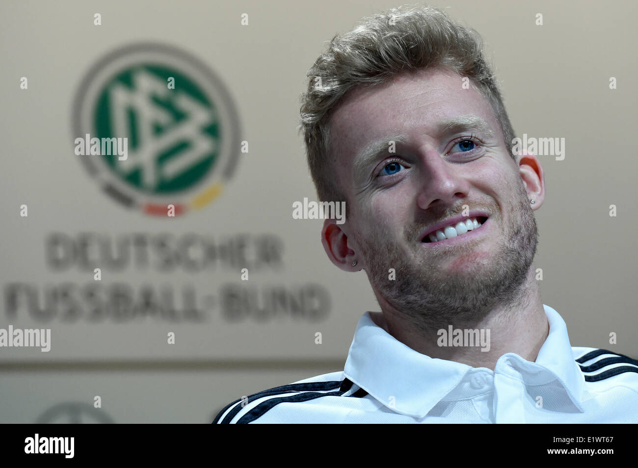 Andre Schuerrle of the German national soccer team attends a press ...