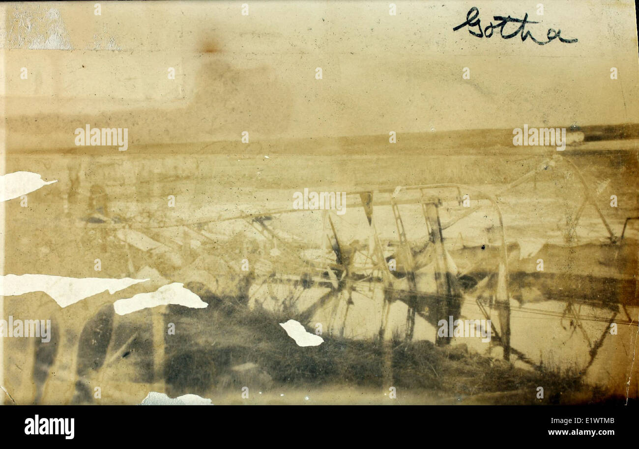 This image from World War I depicts the Gotha bomber flying over No Man ...