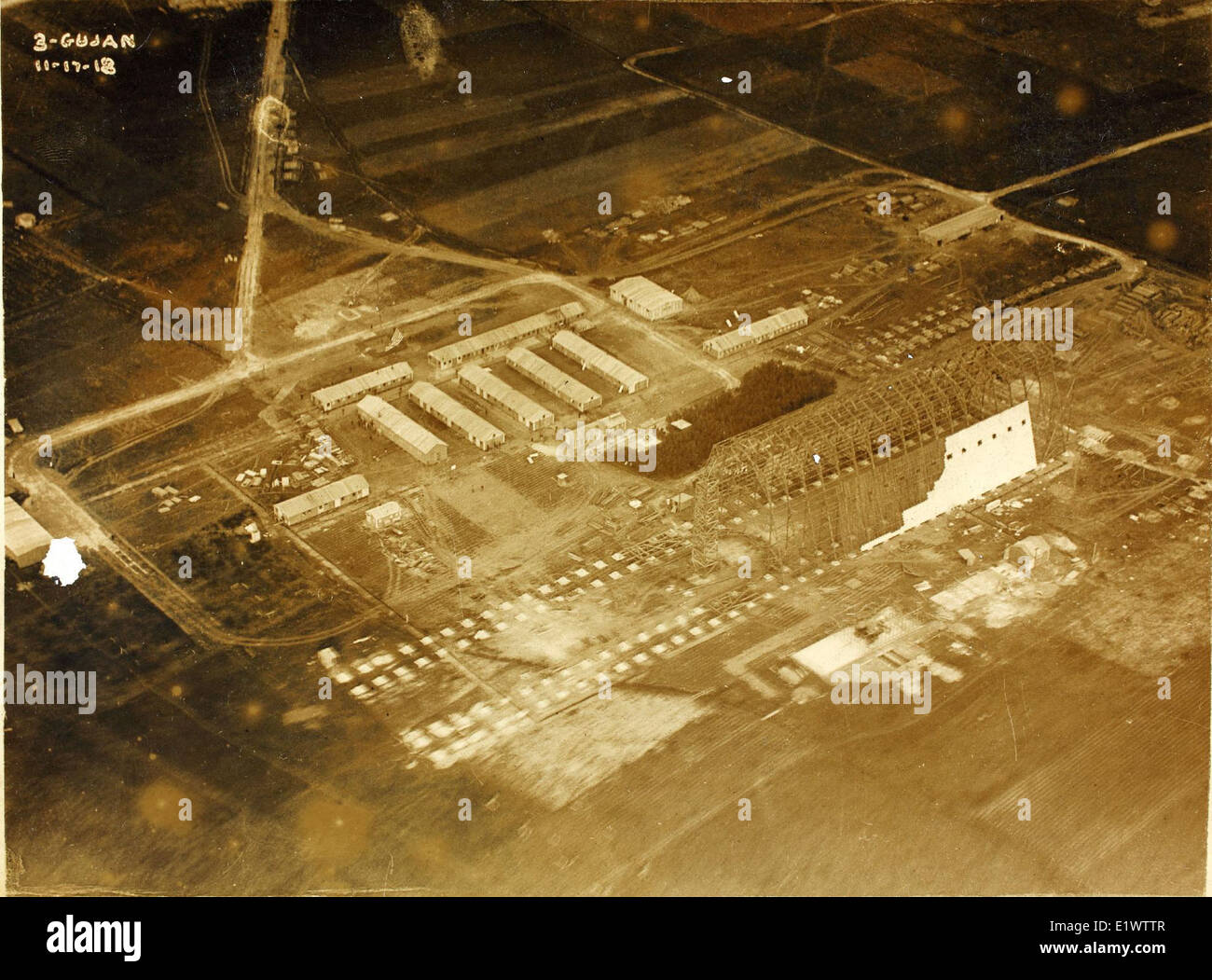 This aerial view taken during World War I (1914-1918) offers a unique ...