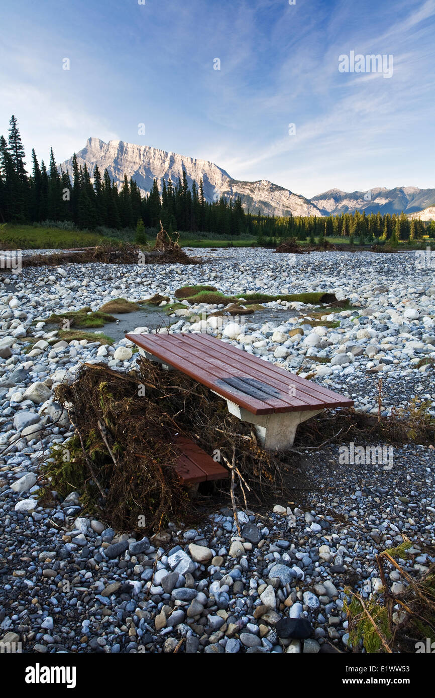 Flood damage at Cascade Pond picnic area, Banff National Park, Alberta ...
