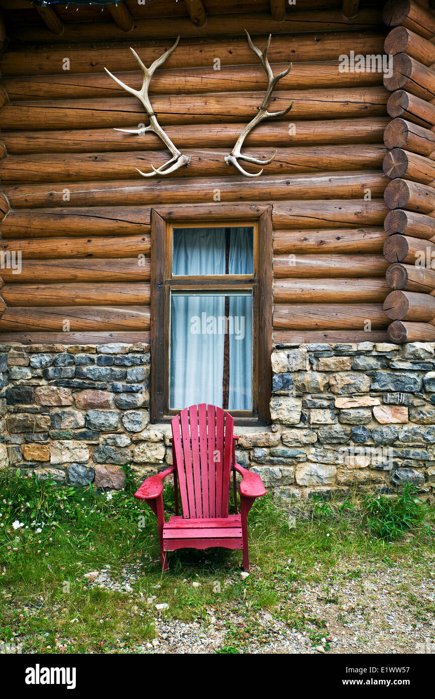 Deck chair at Num-Ti-Jah lodge, Banff National Park, Alberta, Canada ...