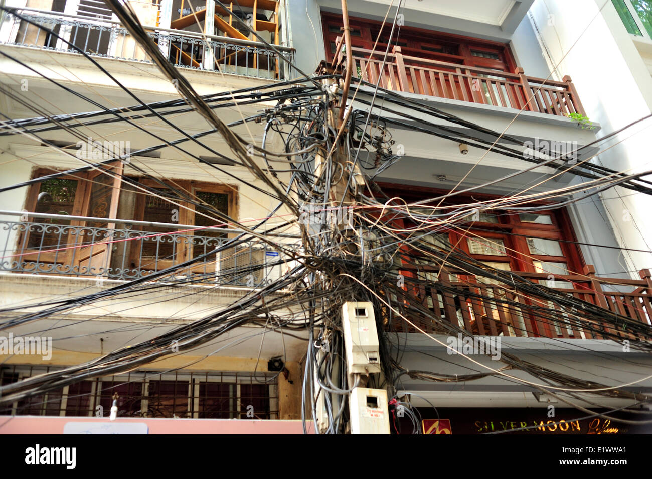 urban electrical wiring, Hanoi, Vietnam Stock Photo - Alamy