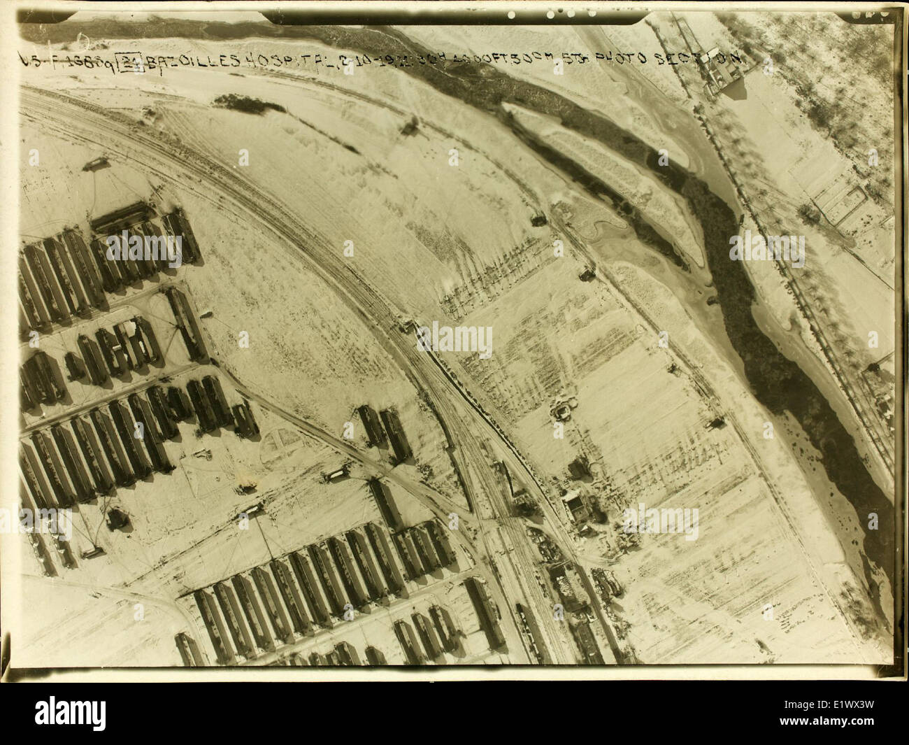 This aerial view captures the landscape during World War I, between ...