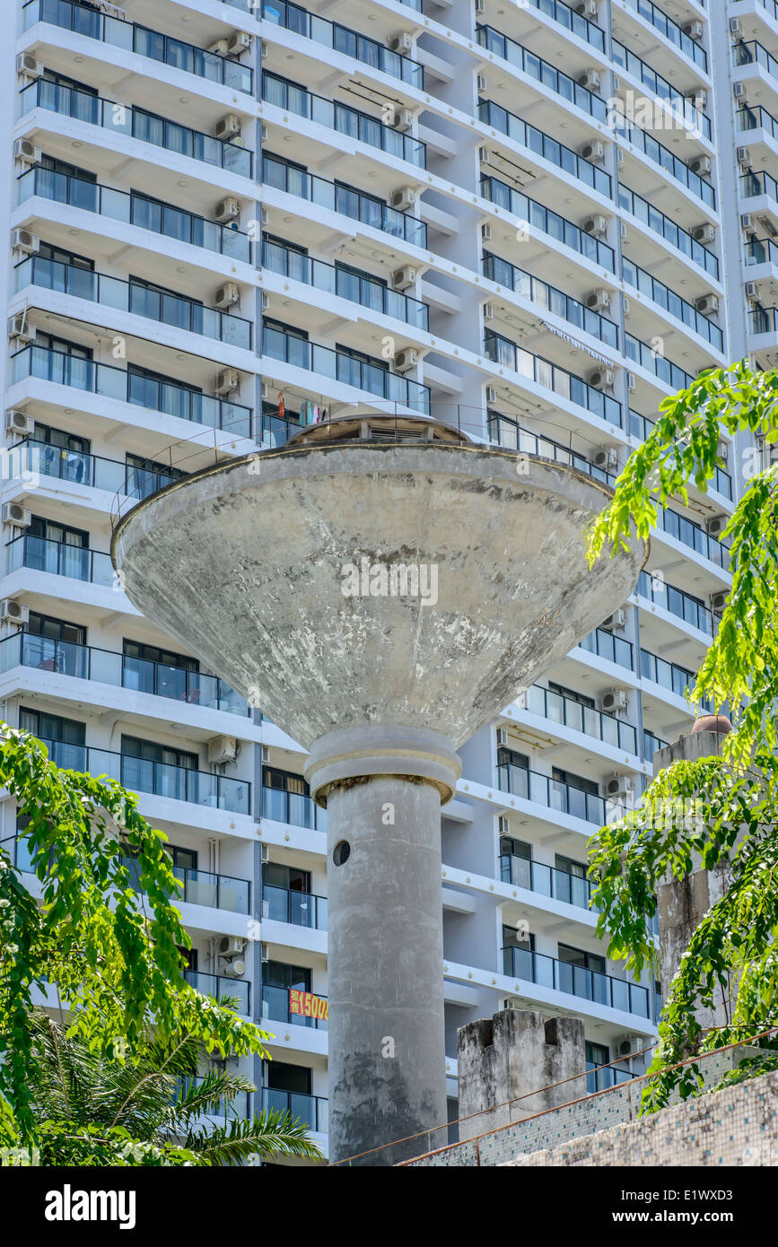 the unpainted Reinforced concrete water tower for the High-rise ...