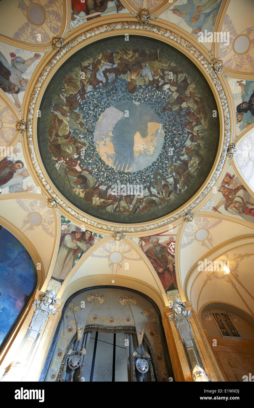 Ceiling Decoration (Murals) in Lord Mayor's Hall in Municipal House by ...