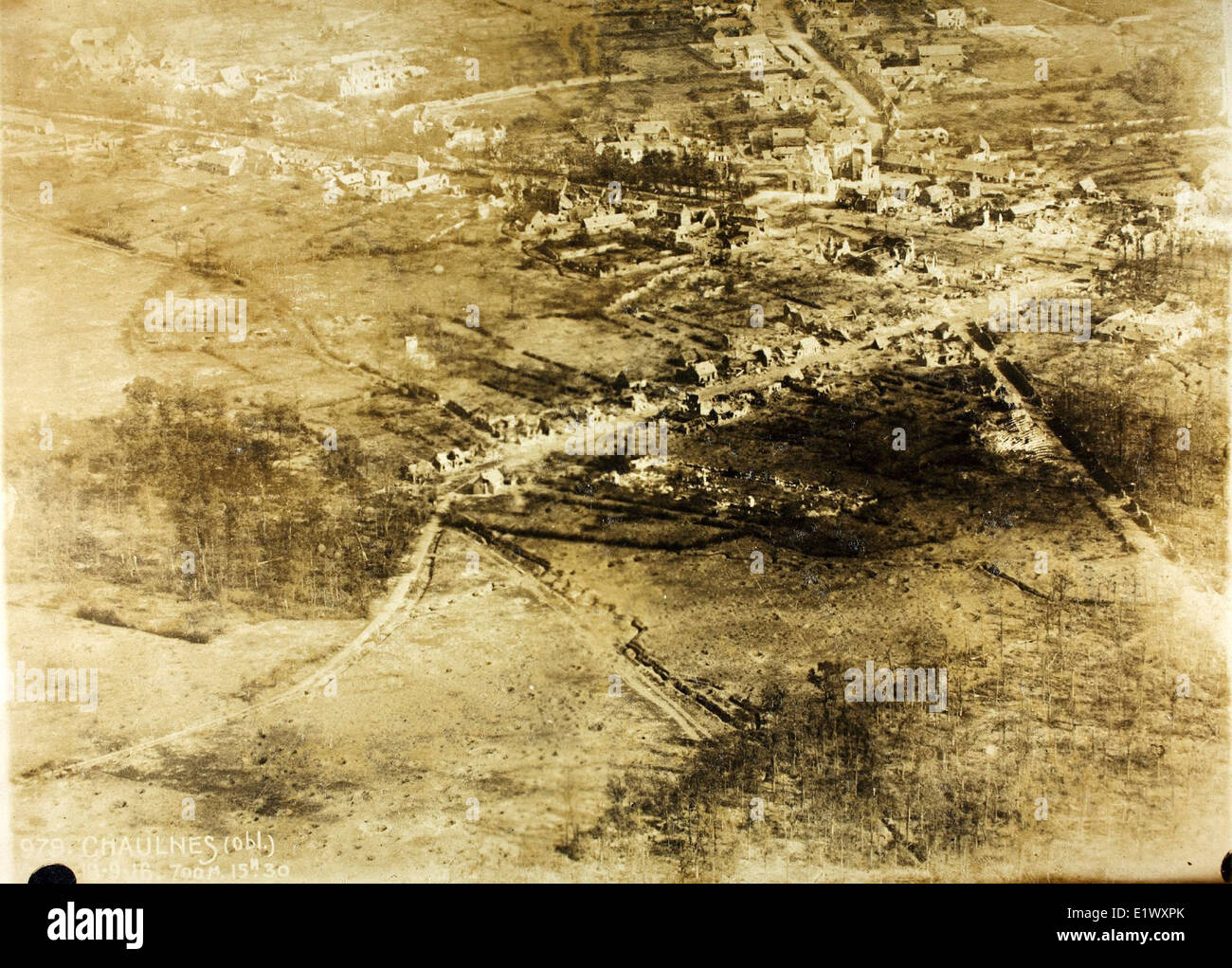 This aerial view captures the early stages of World War I, a conflict ...