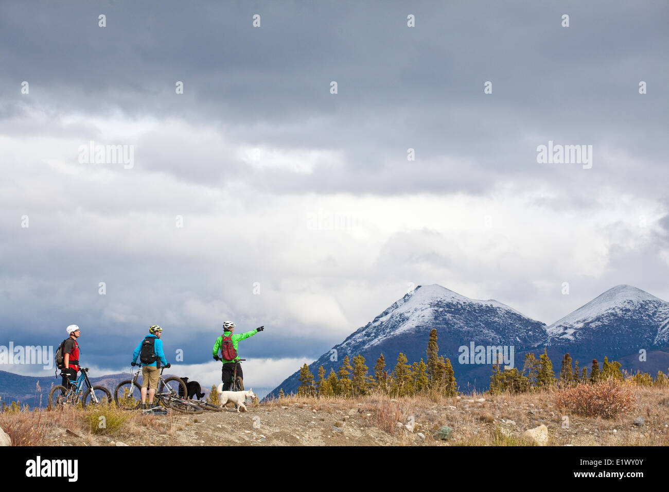 Light dusting of snow on the mountains and a fall mountain bike ride ...