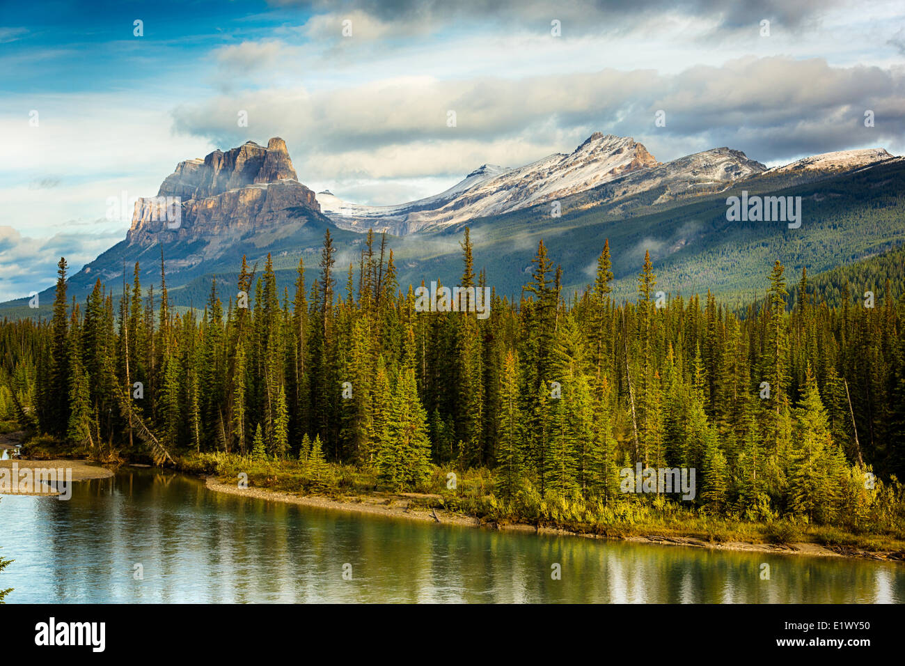 Bow River and Castle Mountain, Banff National Park, Alberta, Canada Stock Photo - Alamy