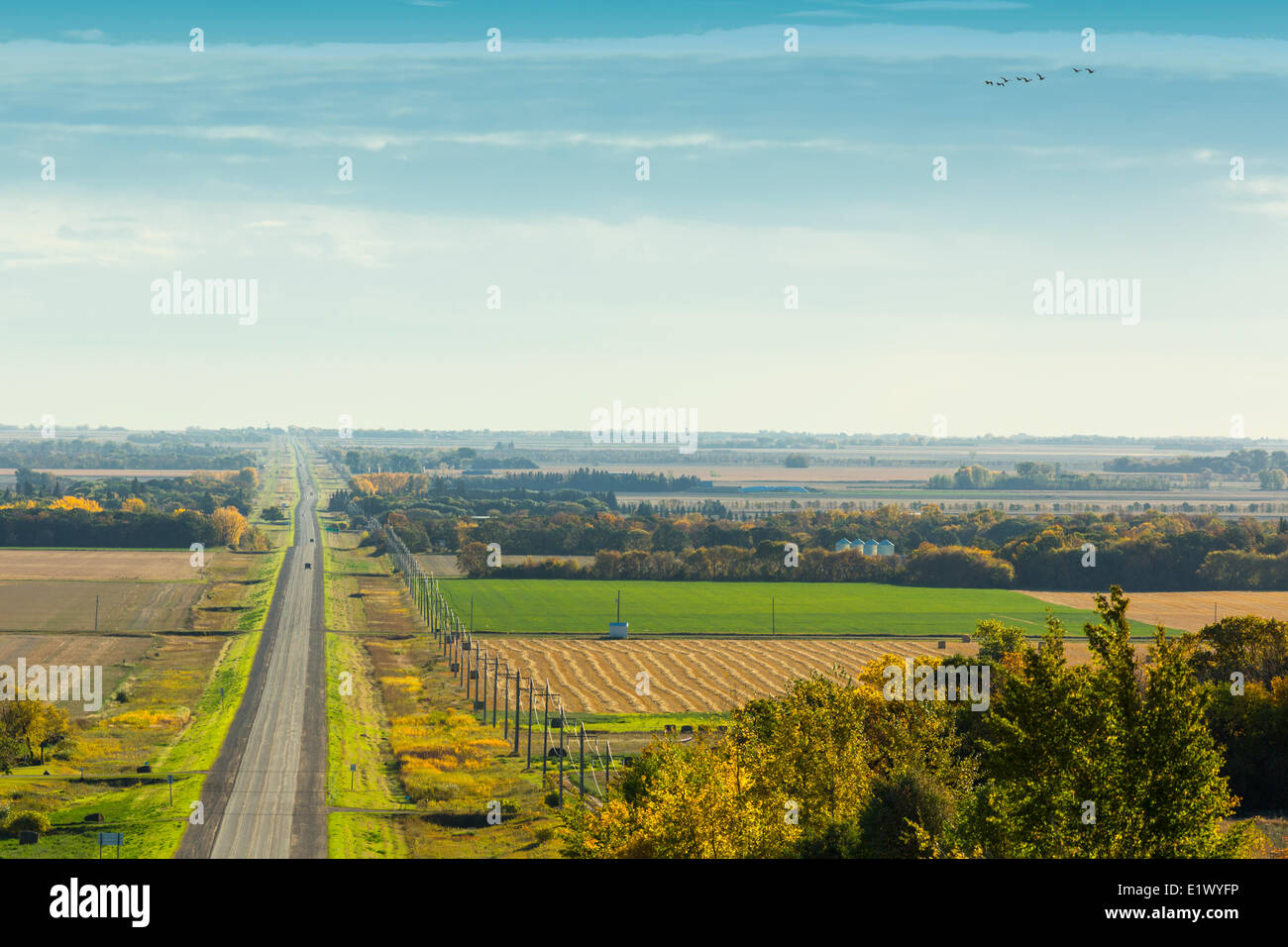 Highway and agriculture fields, Thompson, Manitoba, Canada Stock Photo ...