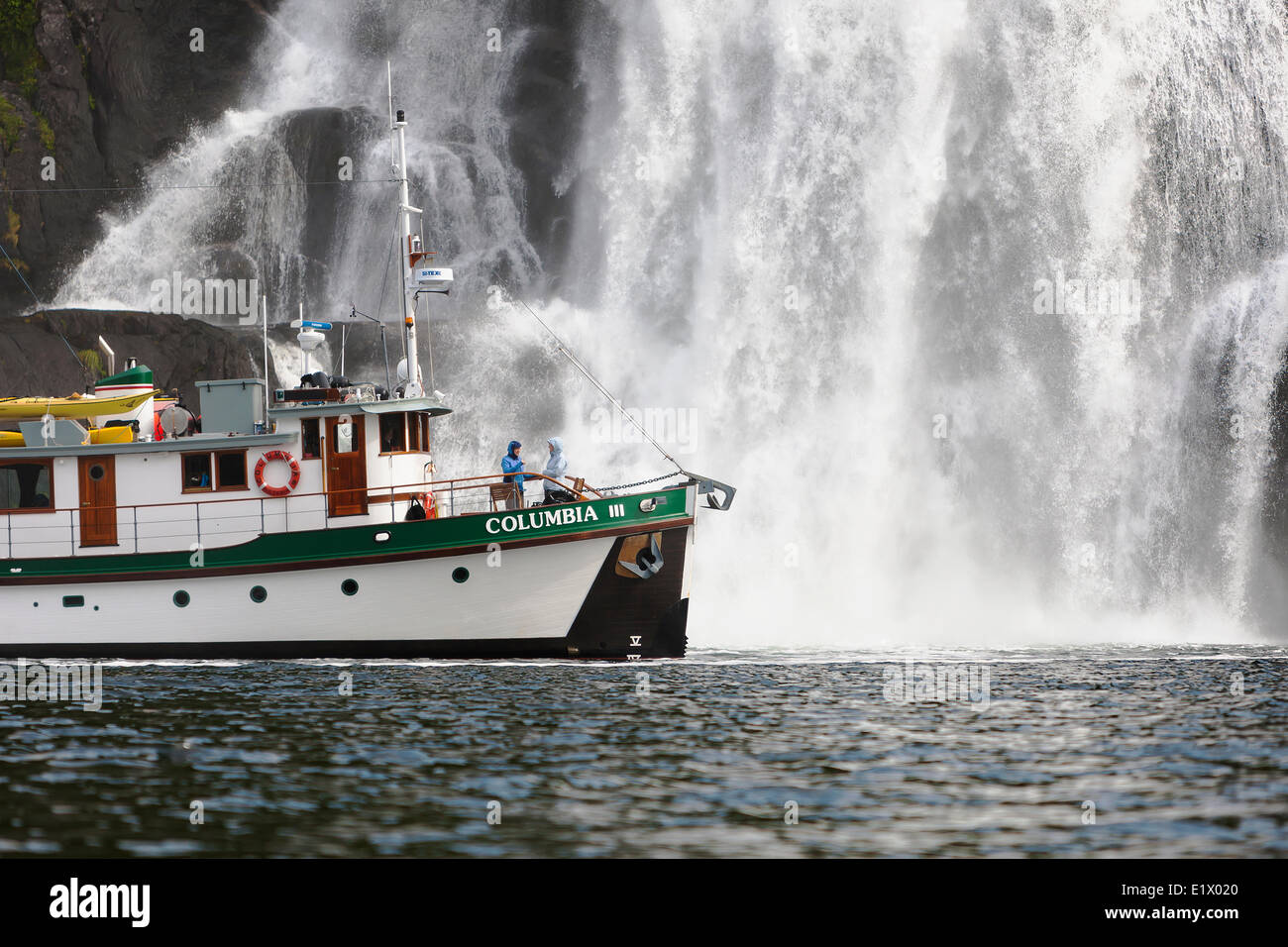 Columbia III steams alongside a cascading waterfall while traveling ...