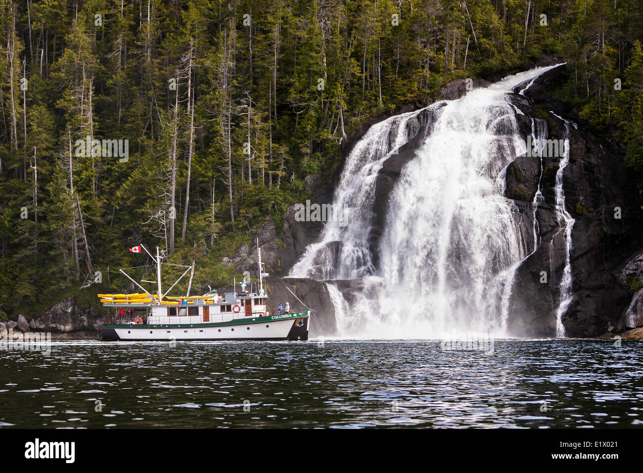 Columbia III steams alongside a cascading waterfall while traveling ...