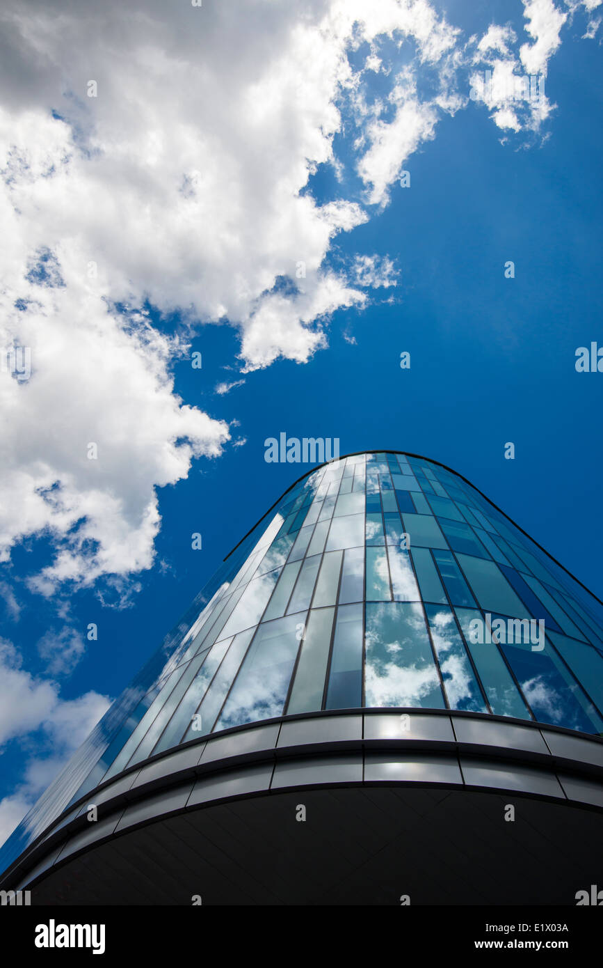 Reflections of a cloudy day in the Eon Building in Nottingham City ...