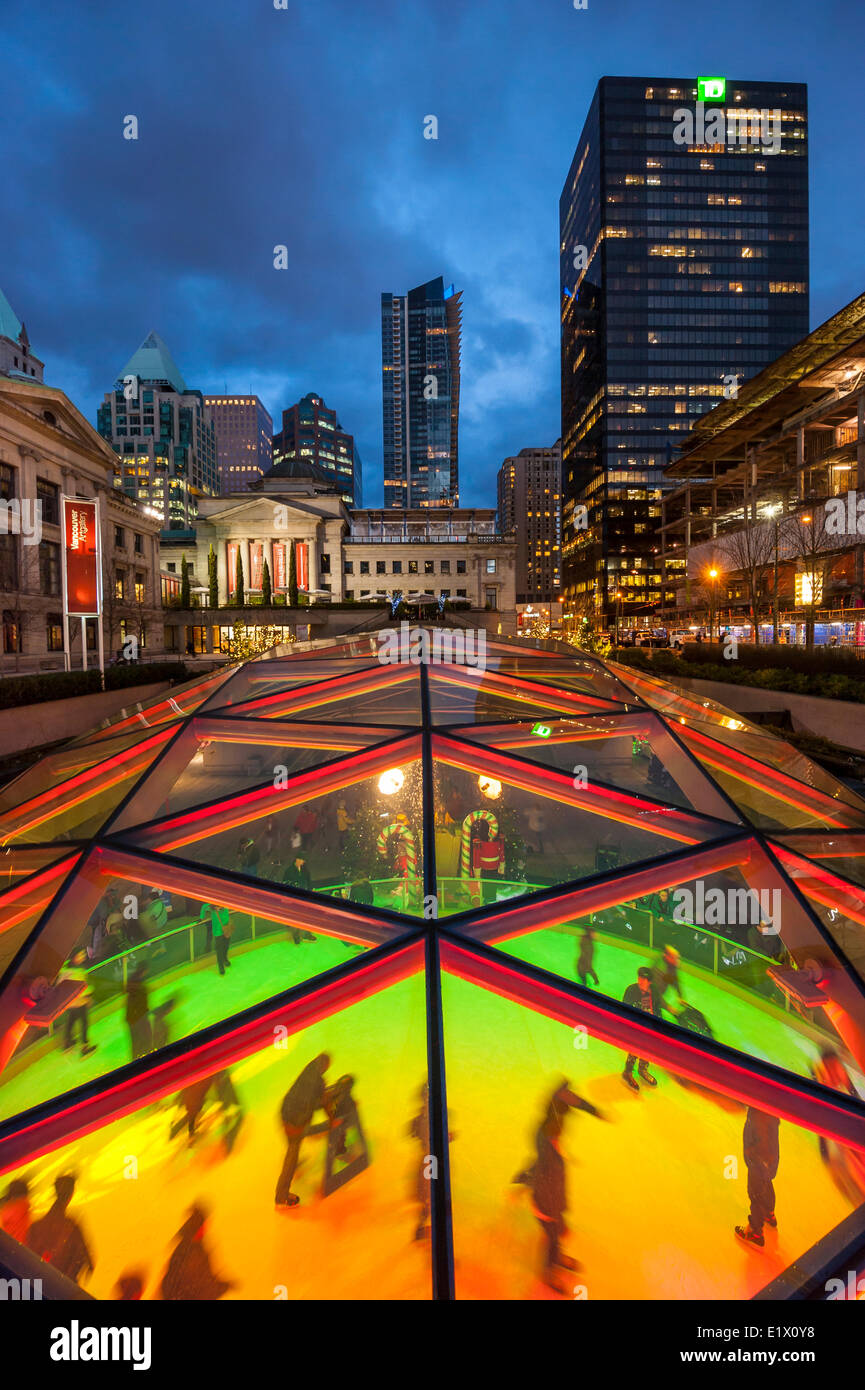 Ice skating, Robson Square Stock Photo - Alamy