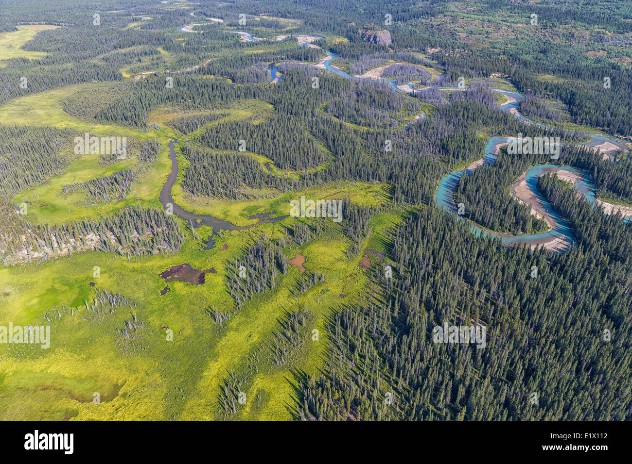 The blue waters the Wheaton River are seen the air as it flows toward ...