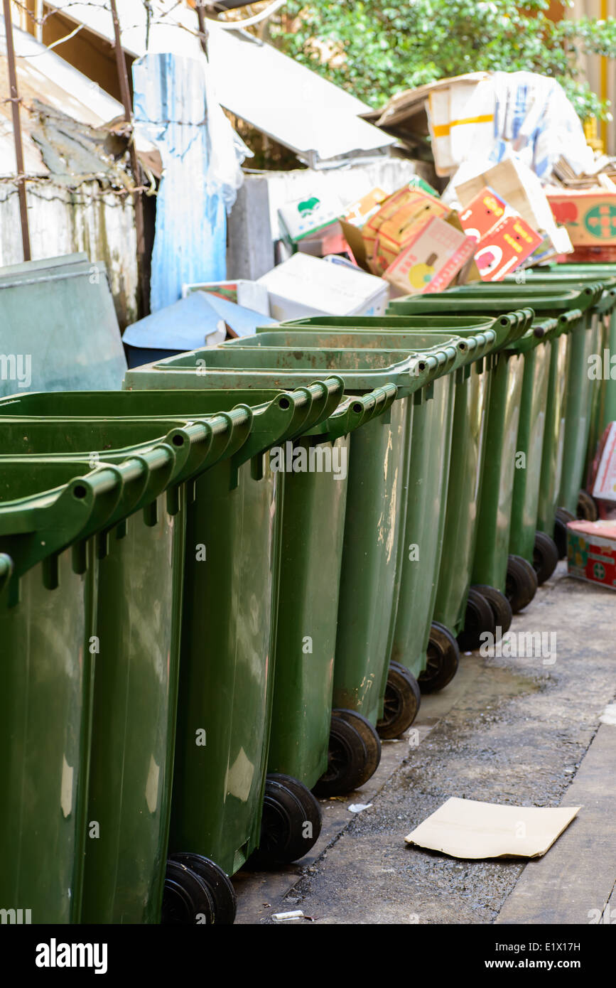 Plastic trashs in the living area, Sanya of China does not have a ...