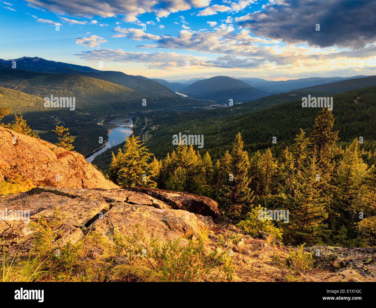 Sunset over the Kootenay River and South Slocan, BC Stock Photo - Alamy