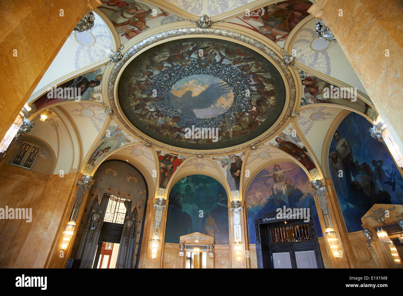 Ceiling Decoration (Murals) in Lord Mayor's Hall in Municipal House by ...