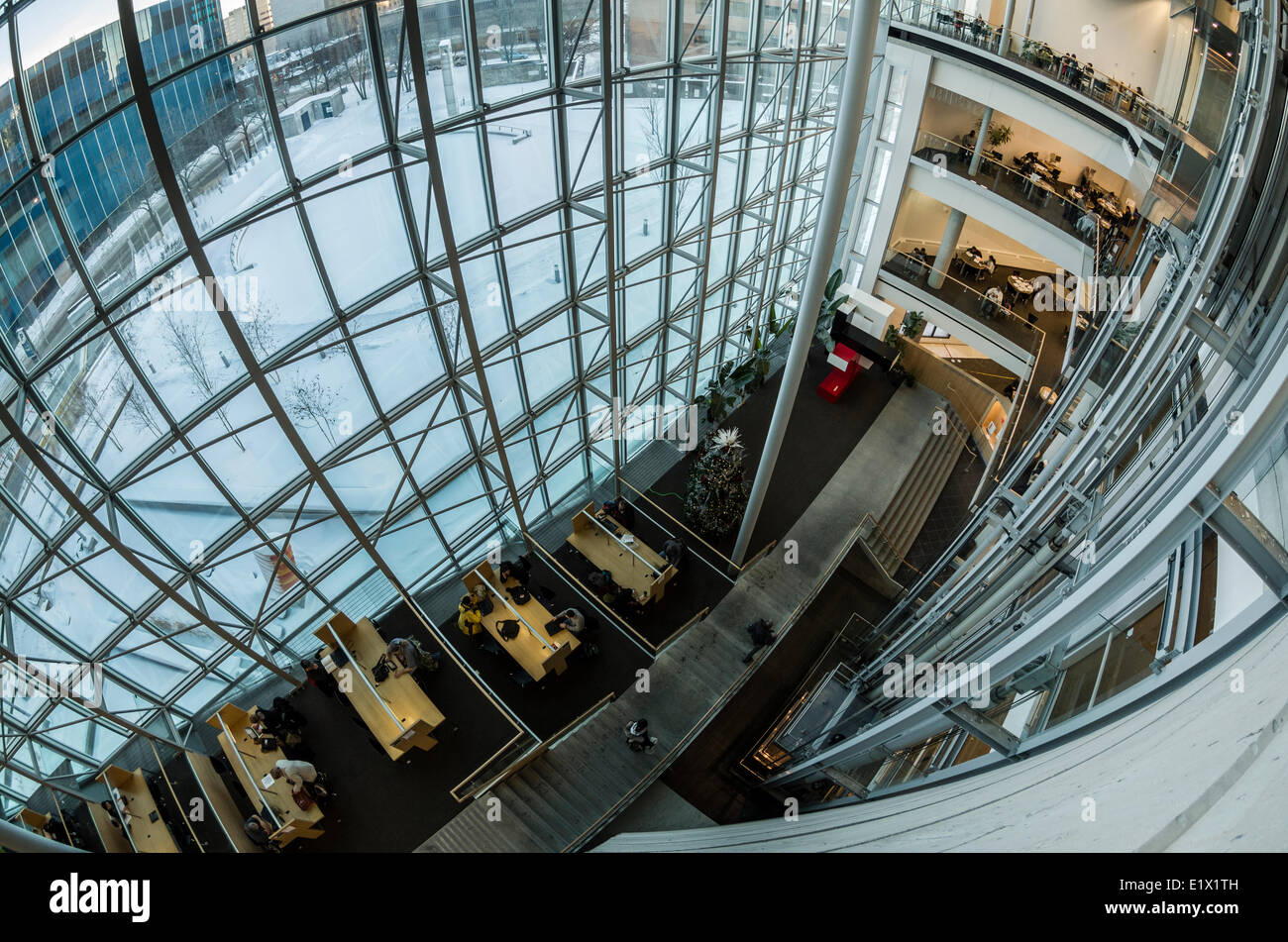 Inside architecture at the Millenium Library in Winnipeg, Manitoba ...