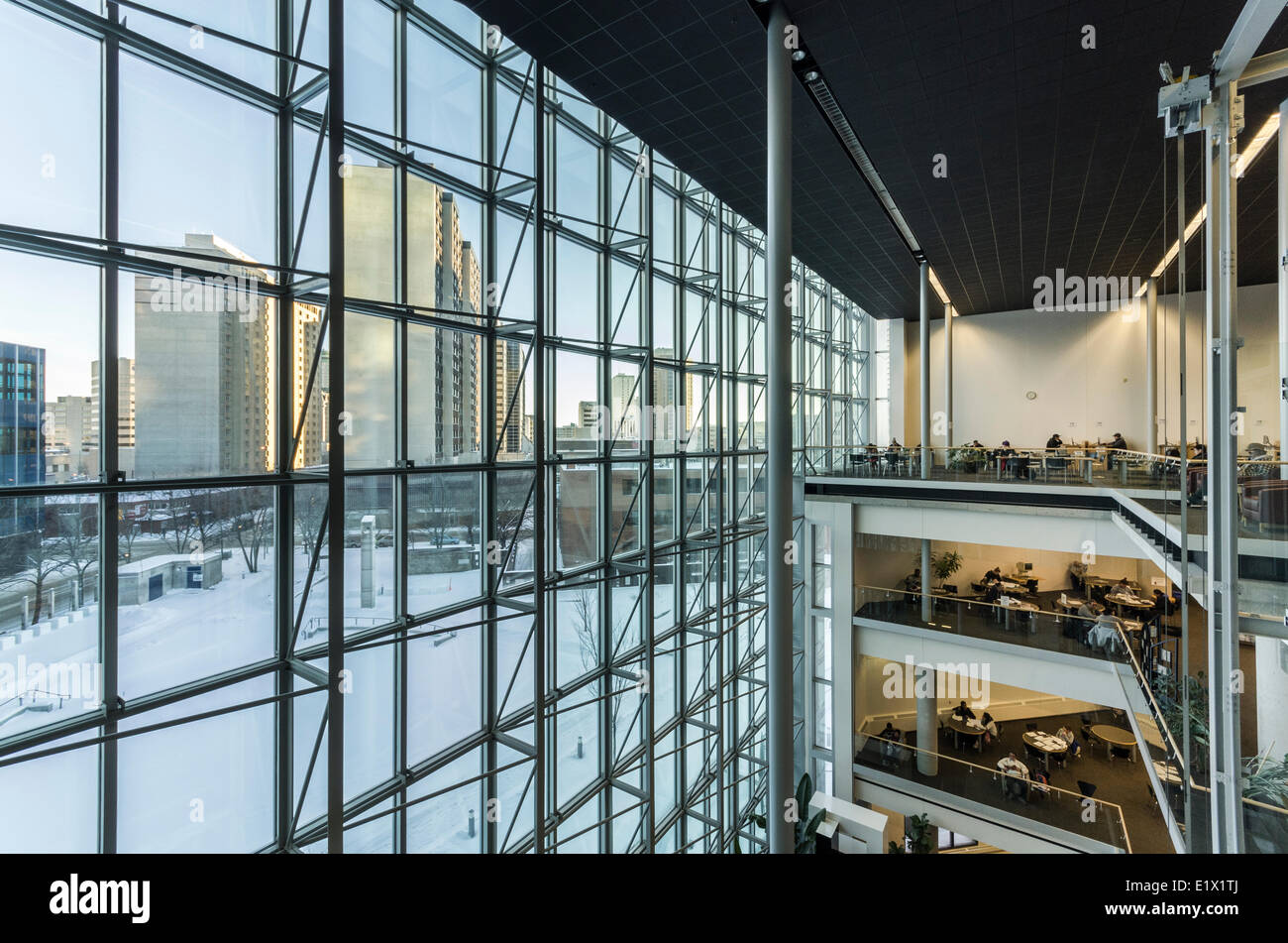 Inside architecture at the Millenium Library in Winnipeg, Manitoba ...
