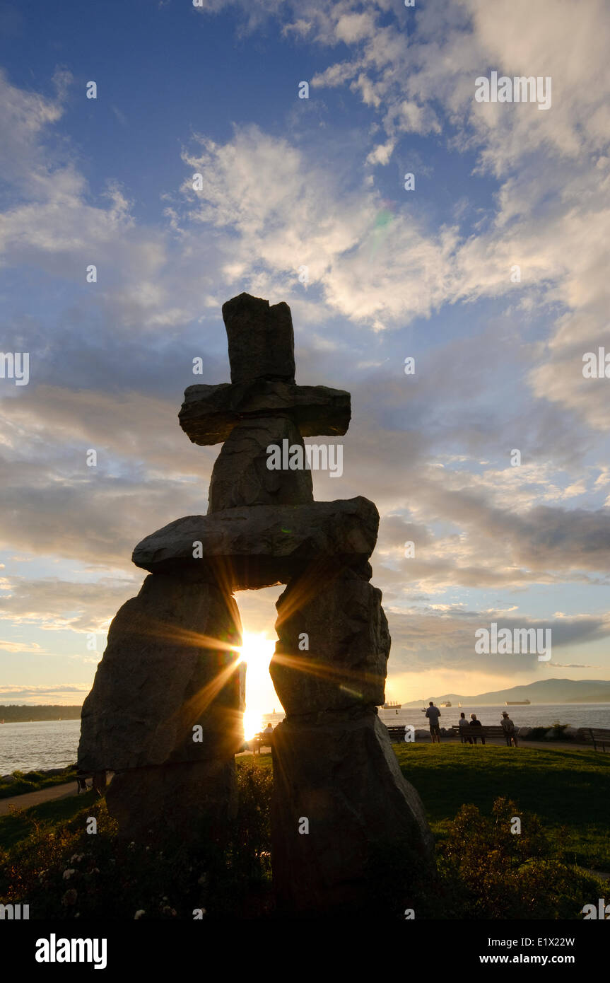 Inukshuk on English Bay Beach. Vancouver, British Columbia, Canada ...
