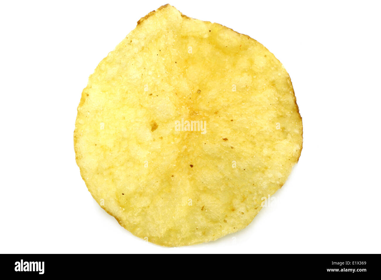 Single potato chip close-up on a white background Stock Photo - Alamy