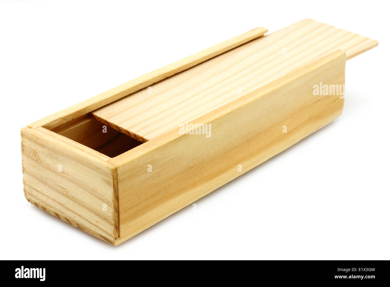 Open wooden box on a white background Stock Photo - Alamy