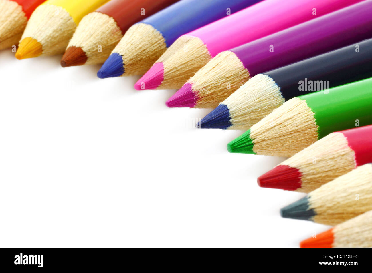 Color pencils close-up on a white background Stock Photo - Alamy