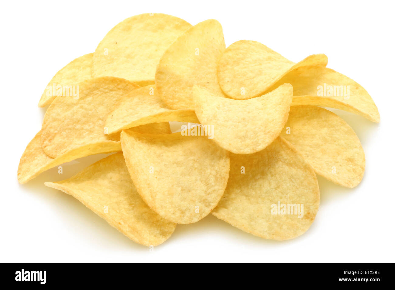 Heap of potato chips on a white background Stock Photo - Alamy