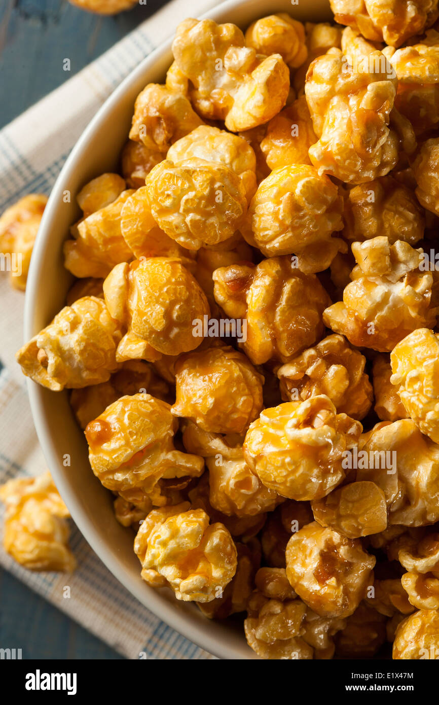 Homemade Golden Caramel Popcorn in a Bowl Stock Photo - Alamy