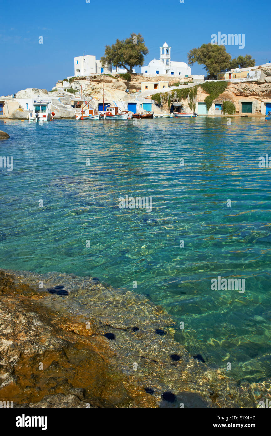 Greece, Cyclades islands, Milos, fish harbour of Mandrakia Stock Photo ...
