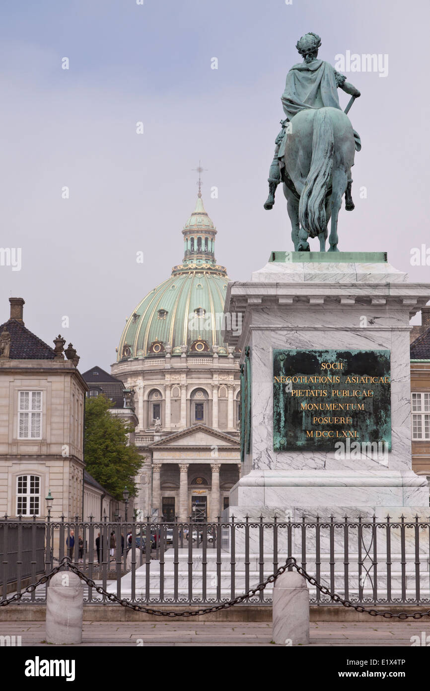 Amalienborg Copenhagen, King Frederick V. statue Denmark Stock Photo ...
