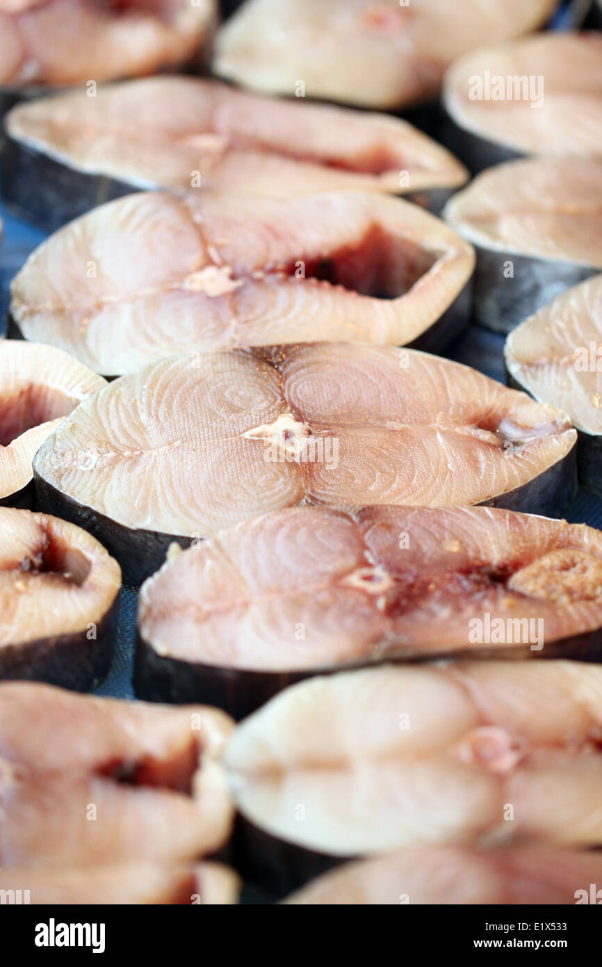 texture of sea fish slices after drying in sunlight a ready cooking to ...