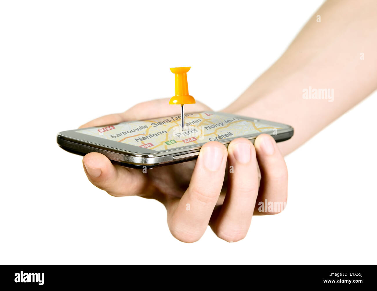 Smart phone map pin hi-res stock photography and images - Alamy