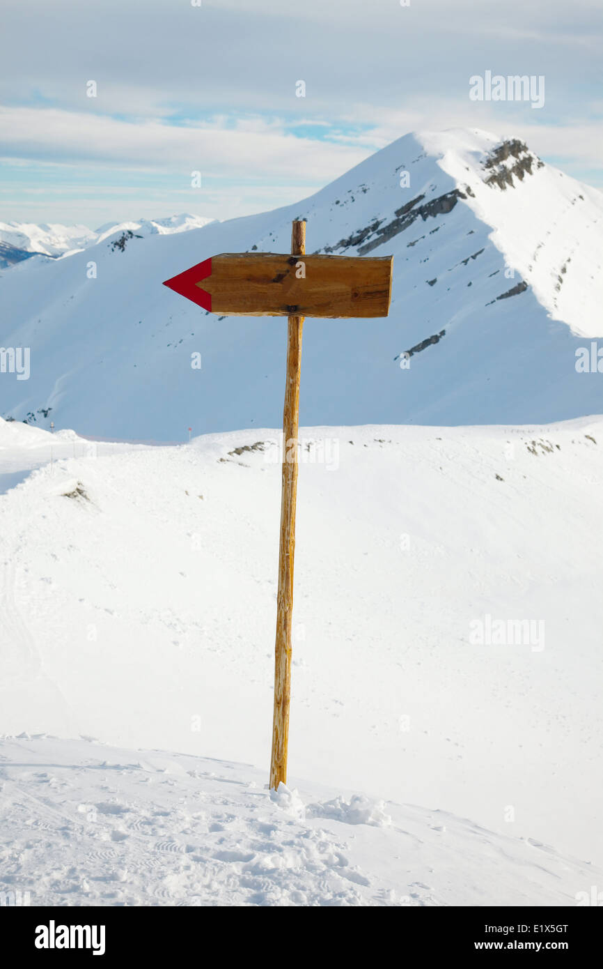 Sign in snow Stock Photo - Alamy