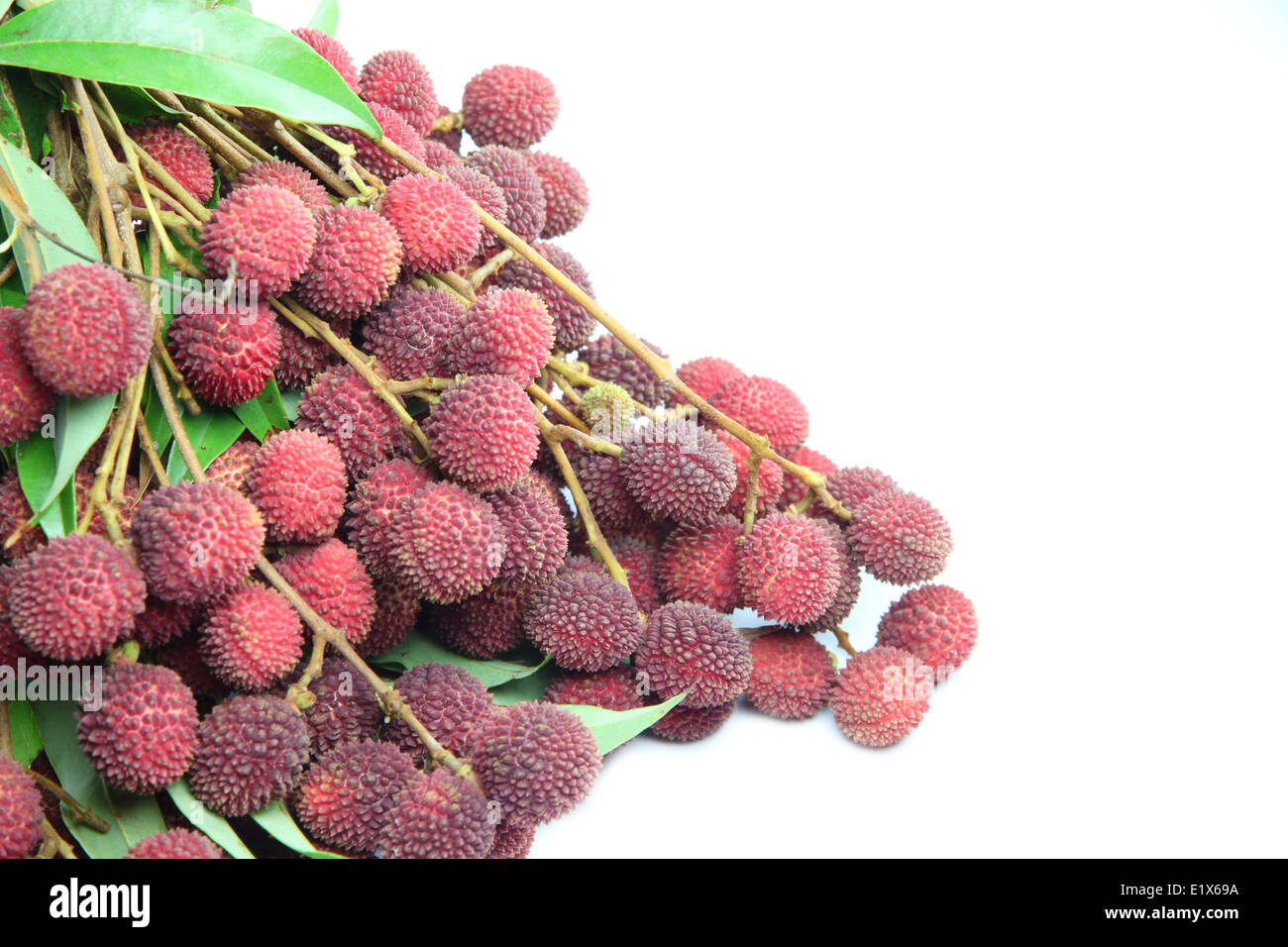 bunch of fresh lychees on white background Stock Photo - Alamy