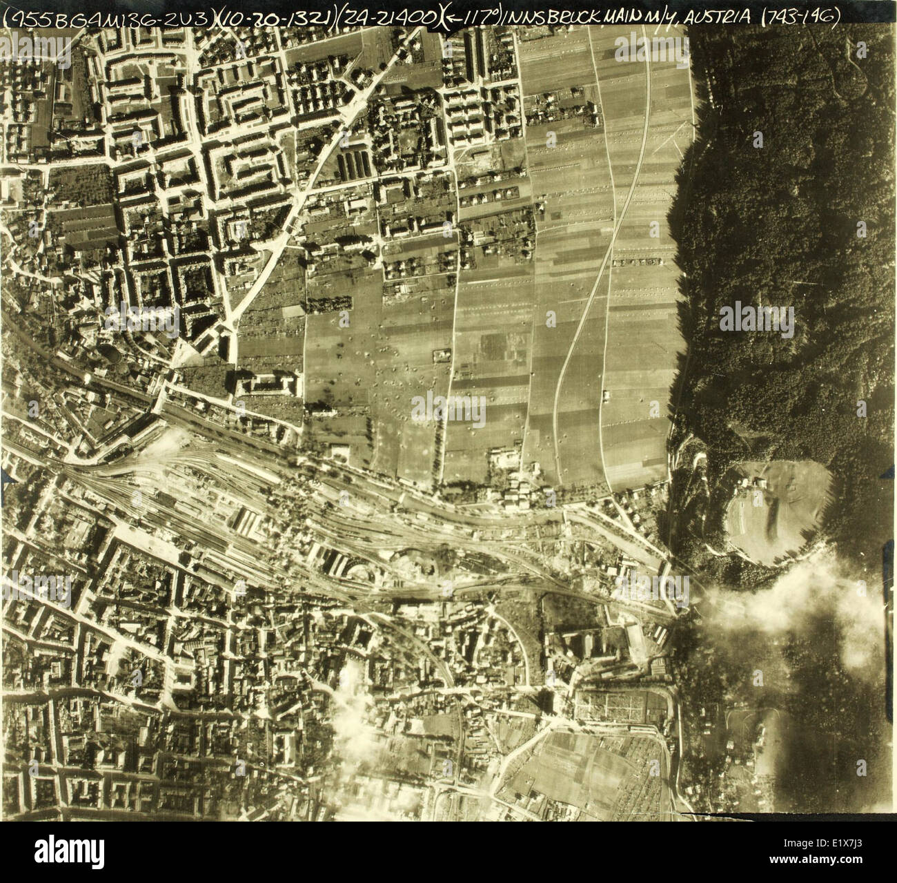 This photo from the 455th Bomb Group depicts target areas used by the ...