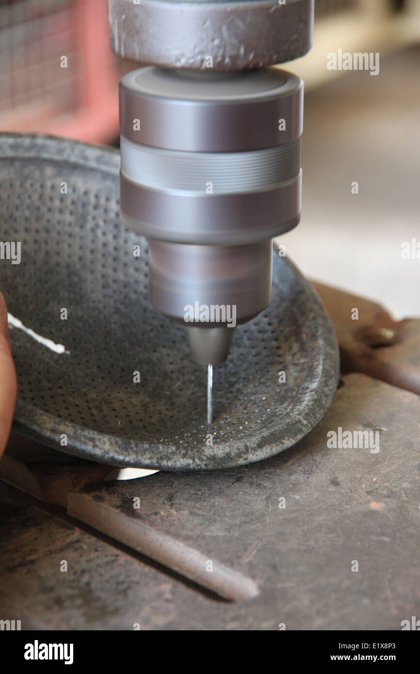 machining tool of drilled on the piece steel in factory Stock Photo - Alamy