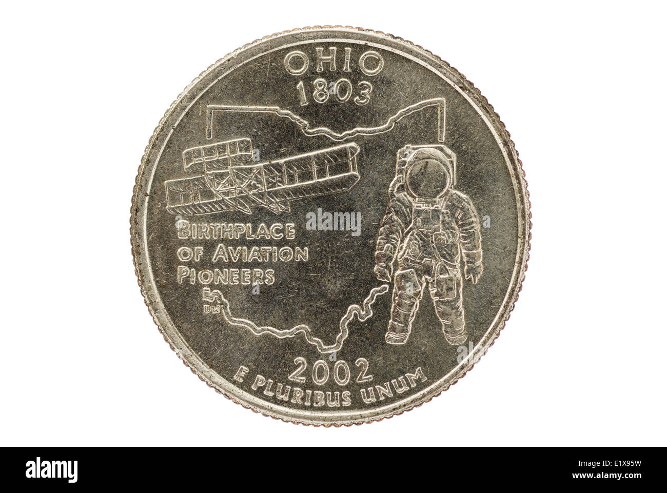 Ohio state commemorative quarter coin isolated on white Stock Photo - Alamy