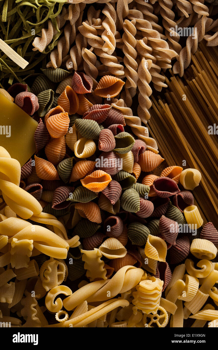 Assorted Homemade Dry Italian Pasta on a Background Stock Photo - Alamy