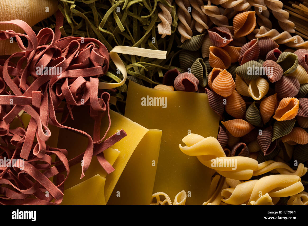 Assorted Homemade Dry Italian Pasta on a Background Stock Photo - Alamy