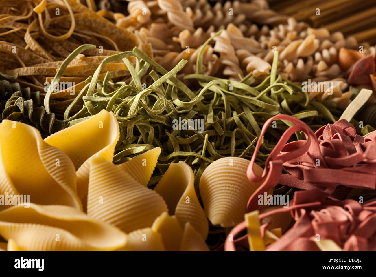 Assorted Homemade Dry Italian Pasta on a Background Stock Photo - Alamy