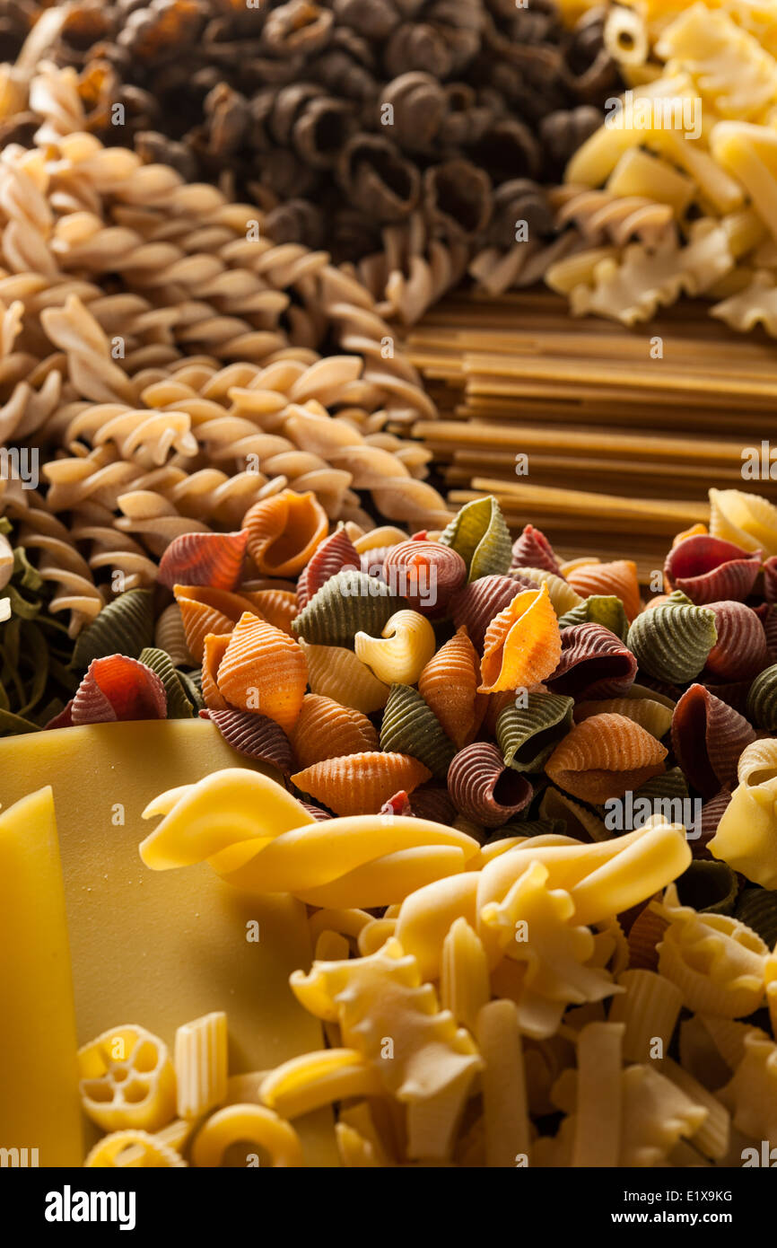 Assorted Homemade Dry Italian Pasta on a Background Stock Photo - Alamy