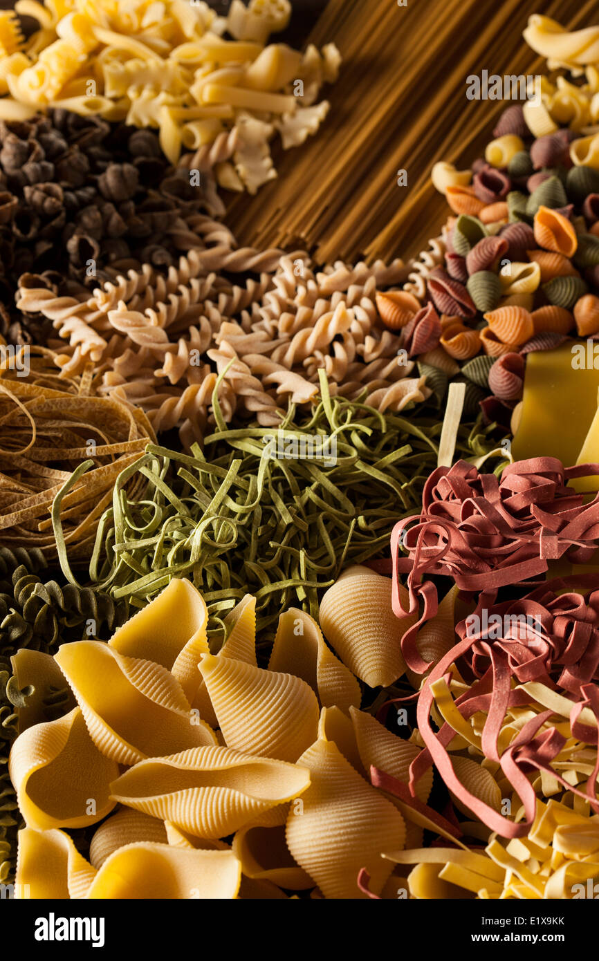 Assorted Homemade Dry Italian Pasta on a Background Stock Photo - Alamy