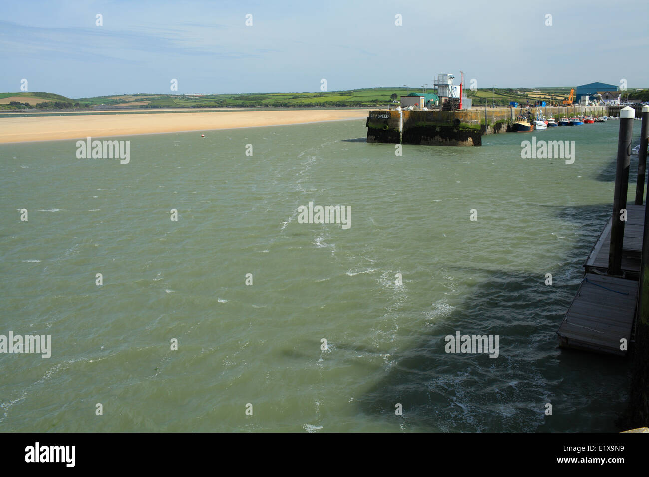 View across the Camel Estuary at Padstow, North Cornwall, England, UK ...
