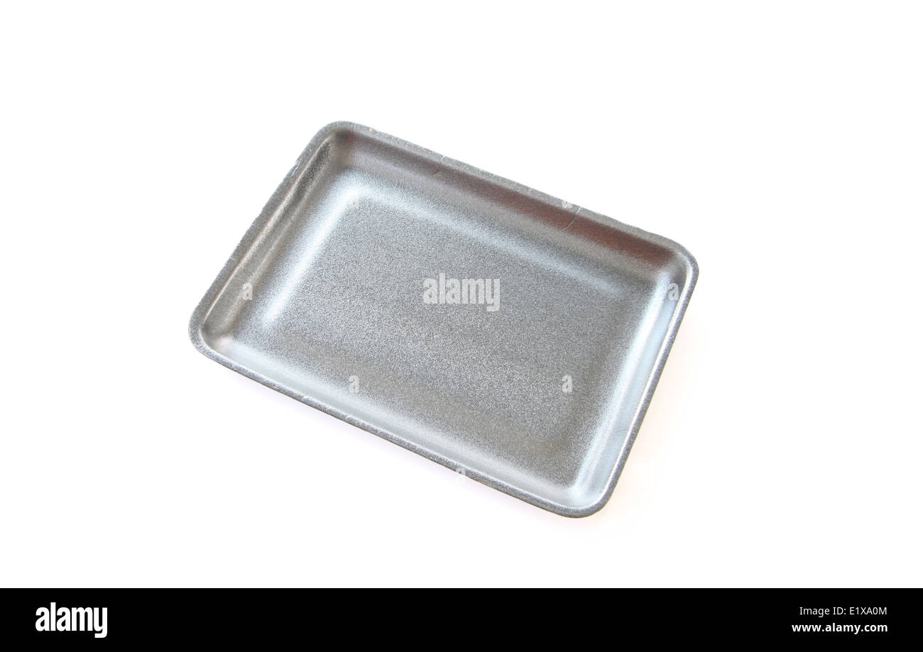 Black empty food tray or foam food container isolated on white ...