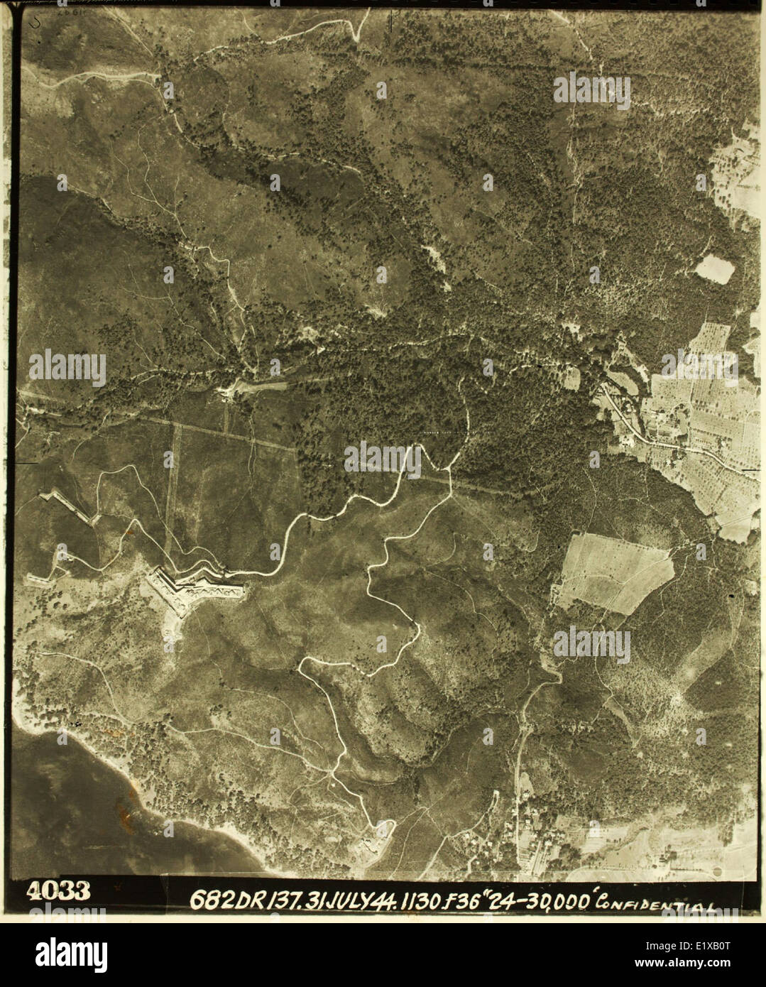 This aerial reconnaissance photo, taken between 1941 and 1945, offers a ...