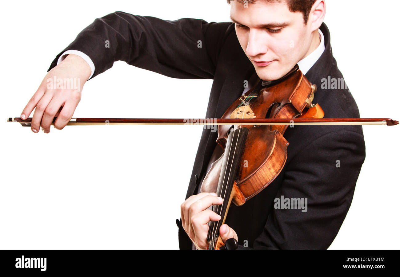 Man violinist playing violin. Classical music art Stock Photo - Alamy